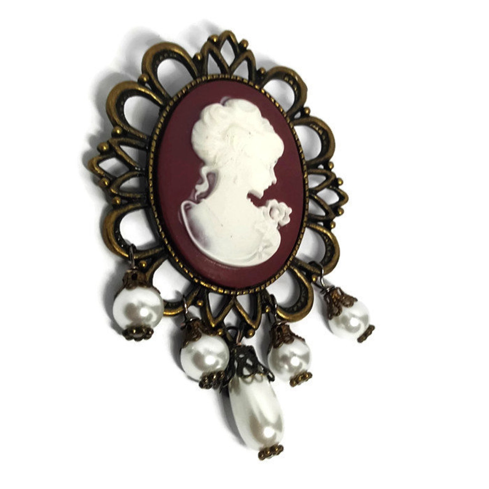Brown Lady Brooch-cameo Brooch-cameo Pin-lapel Pin-victorian | Etsy