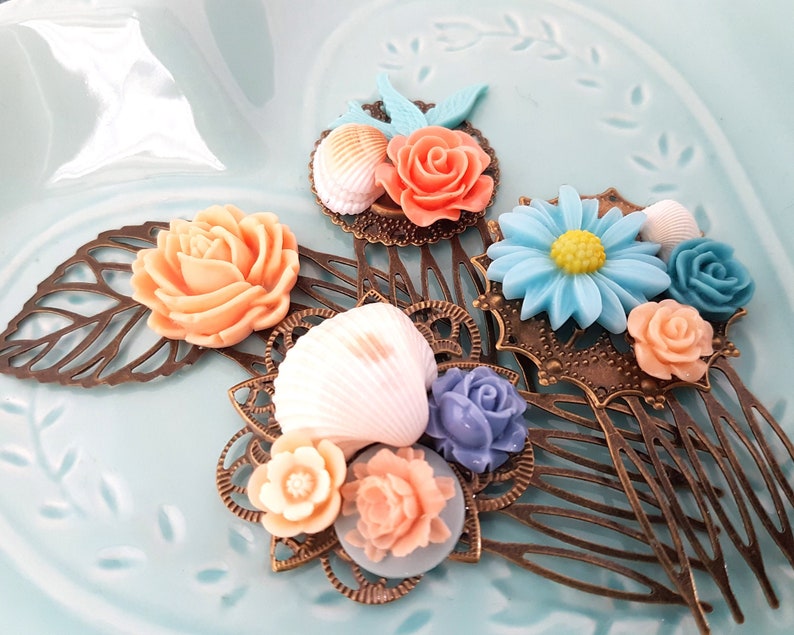 Blue Combs-set of 3-wedding Combs-bridal Combs-bridesmaid | Etsy