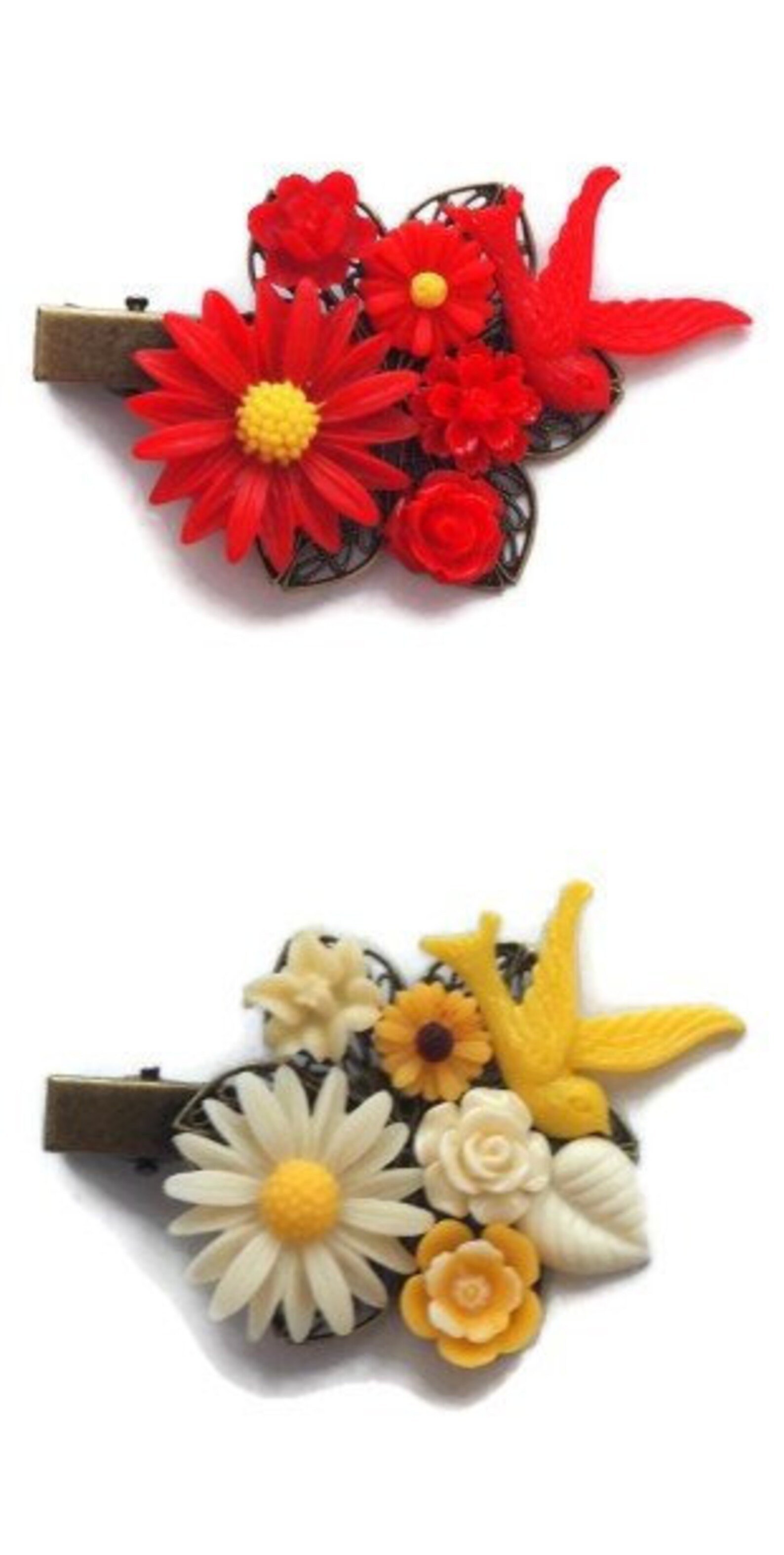 Yellow Bird Clip-daisy Hair Clip-easter Clip-wedding Hair-bird - Etsy