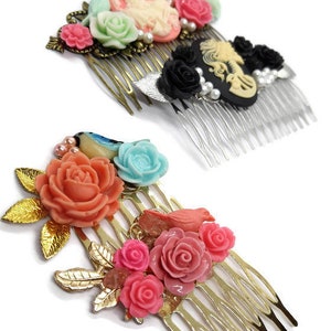 Pink Skull Comb Gothic Comb Wedding Comb Bridal Fascinator Dark Comb ...