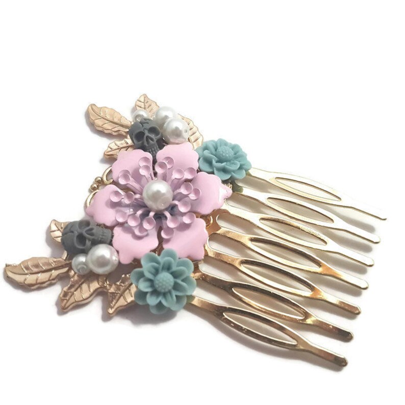 Grey Pink Hair Comb-skull Comb-wedding Comb-bridal - Etsy