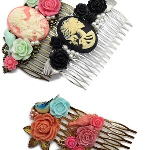 Pink Skull Comb Gothic Comb Wedding Comb Bridal Fascinator Dark Comb ...