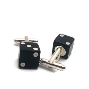 Mini Black Dice Cuff Links Wedding Cufflinks Groomsmen Gift Geeky ...