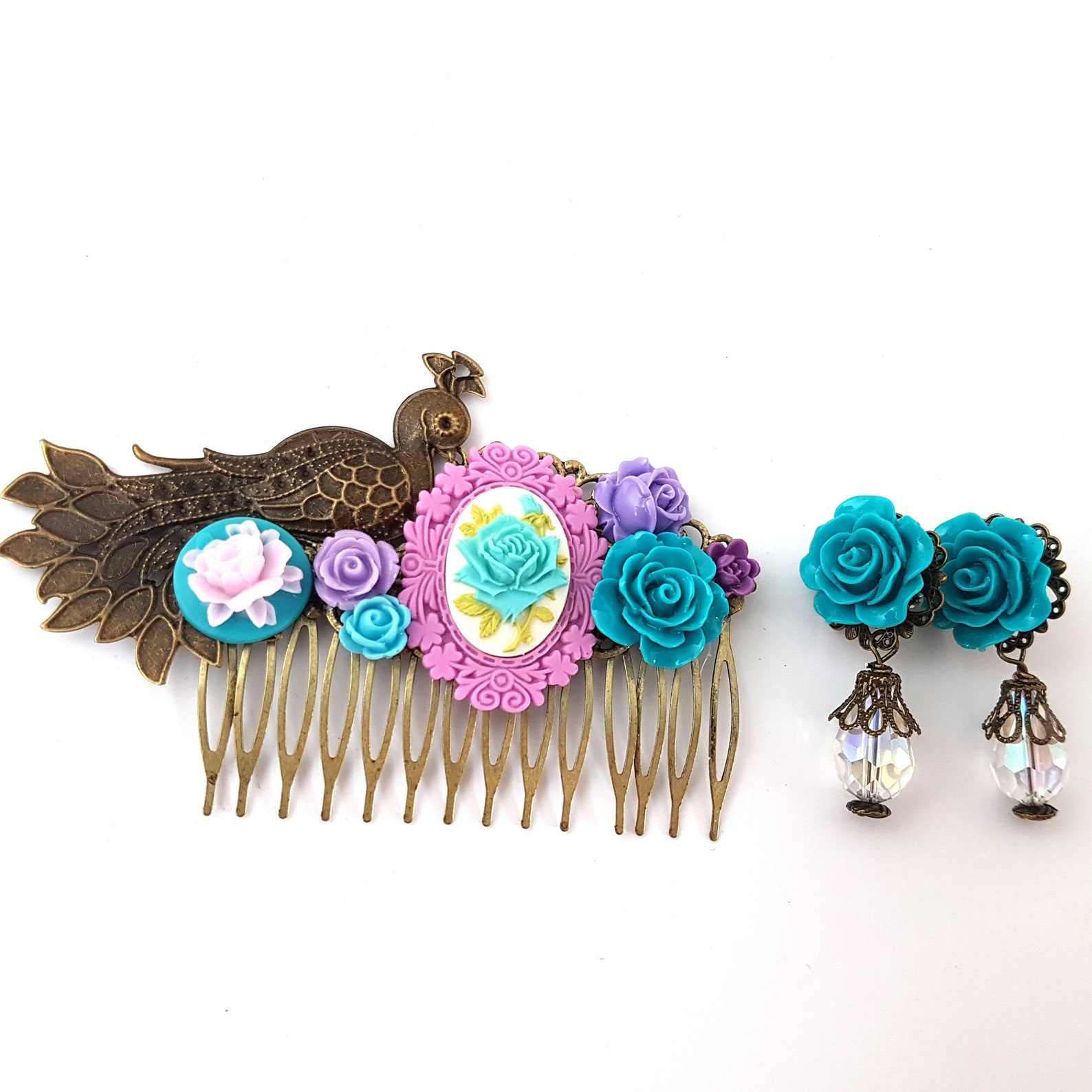 Dark Pink Flower Hair Comb-floral Hair Comb-wedding Hair - Etsy