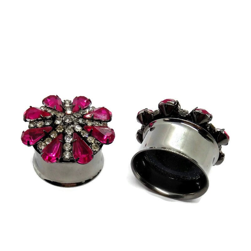 7/8 22mm Pink Rhinestone Plugs-Wedding Plugs-Pretty | Etsy