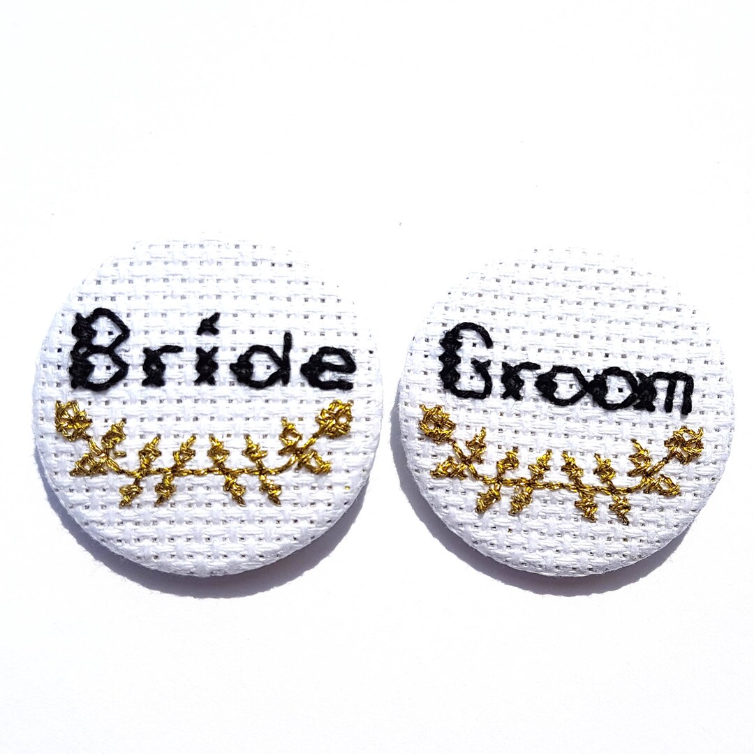 Bride Groom Pins-set of Two-bridal Badge-same Sex Couple-wedding ...