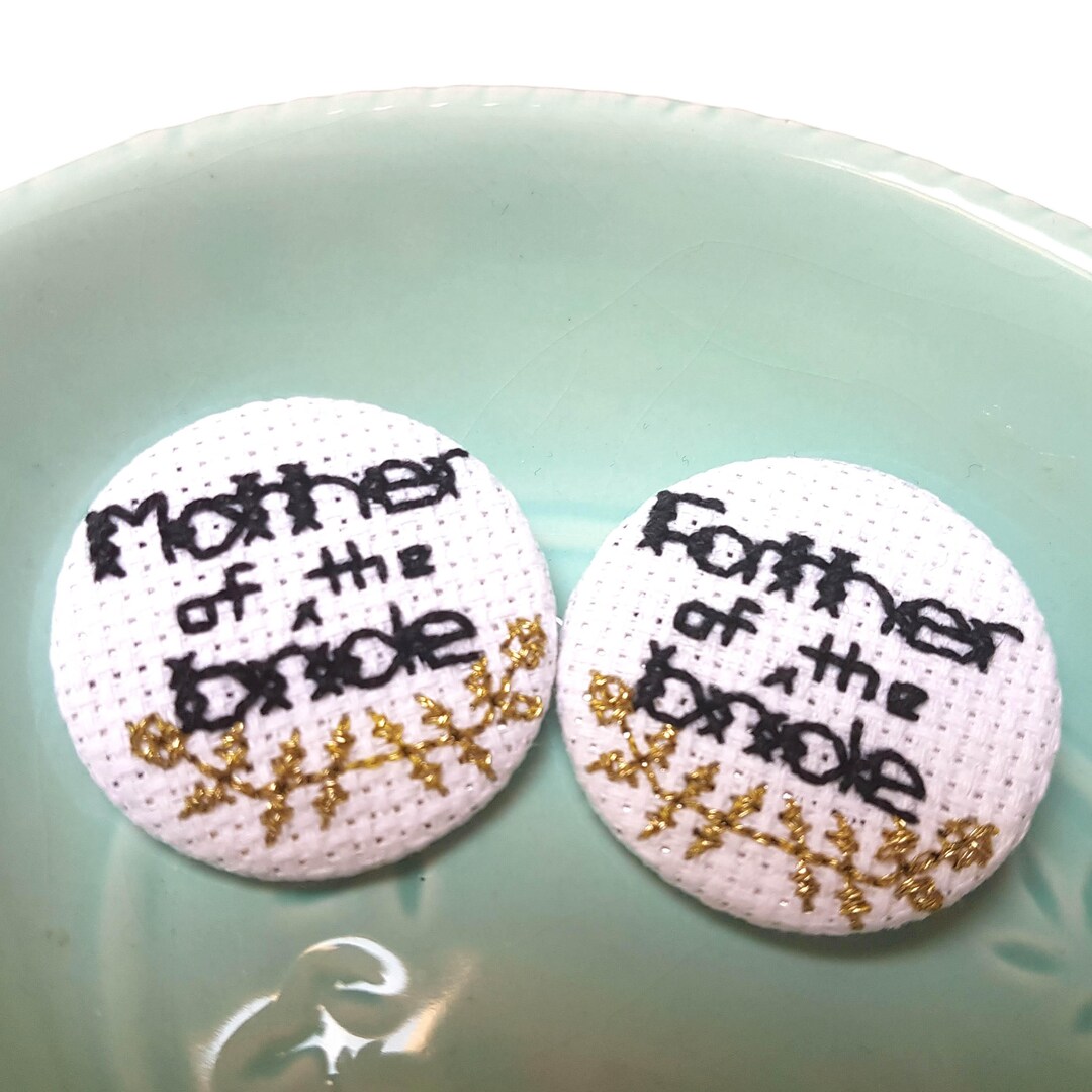 Pin Badge Set Father Mother Bride Set of Two Bridal Same Sex Couple ...