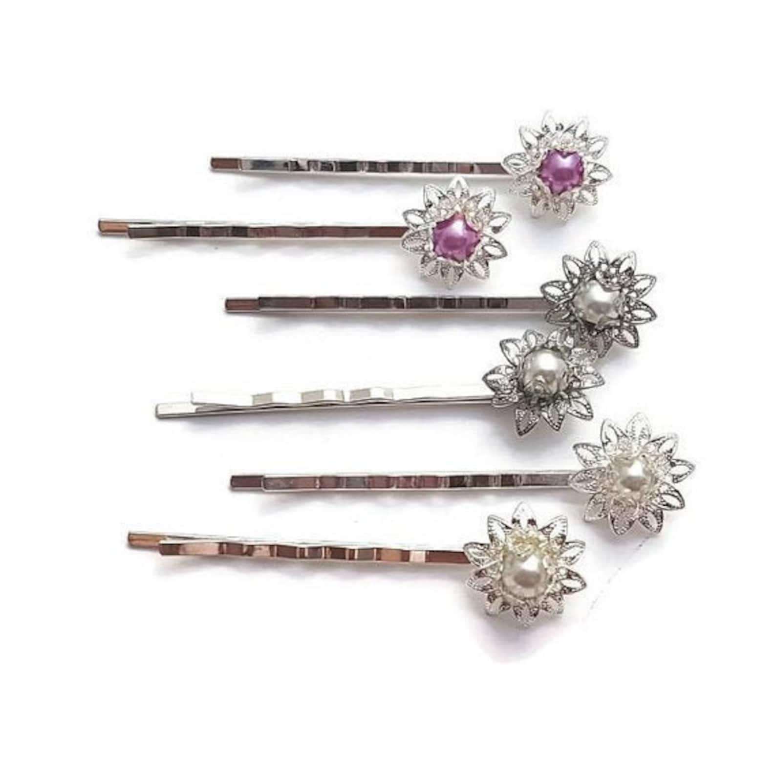 Blue Fabric Covered Bobby Pins-set of 2-lace Bobby Pins-teen - Etsy