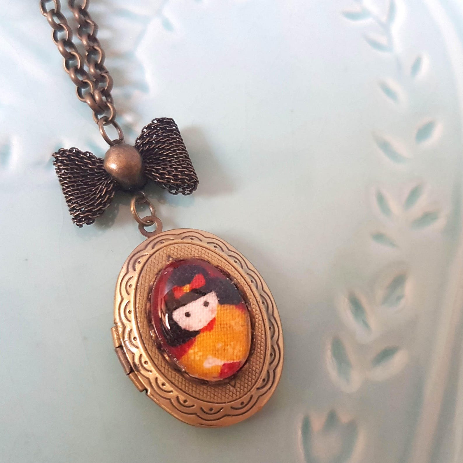 Teal Green Skull Cross Stitch Locket Necklace-xstitch - Etsy