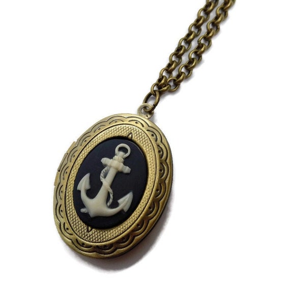 Anchor Locket Nautical Navy Gift Rockabilly Fashion Ocean - Etsy