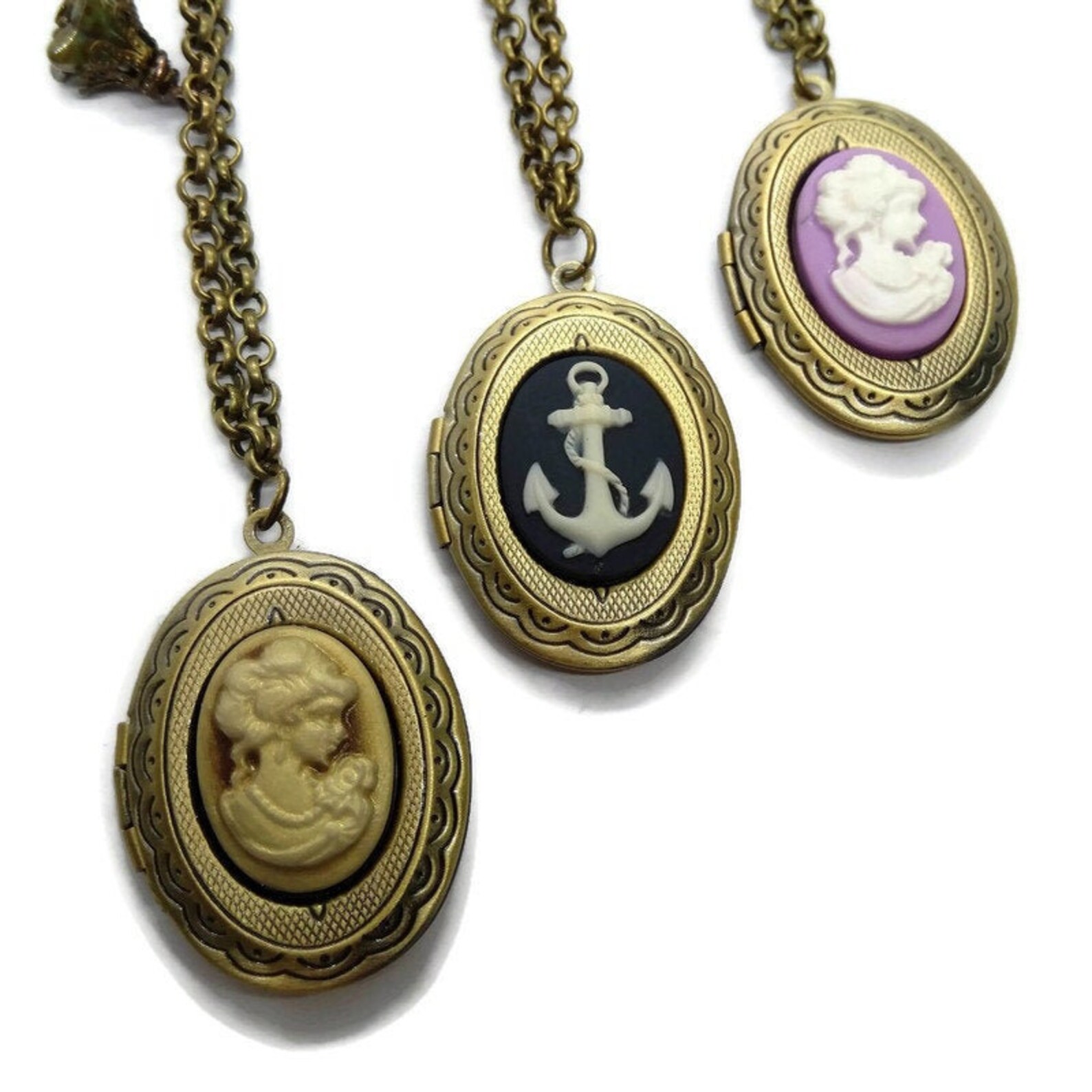 Cameo Locket Necklace Bronze Vintage Victorian Style Lady - Etsy