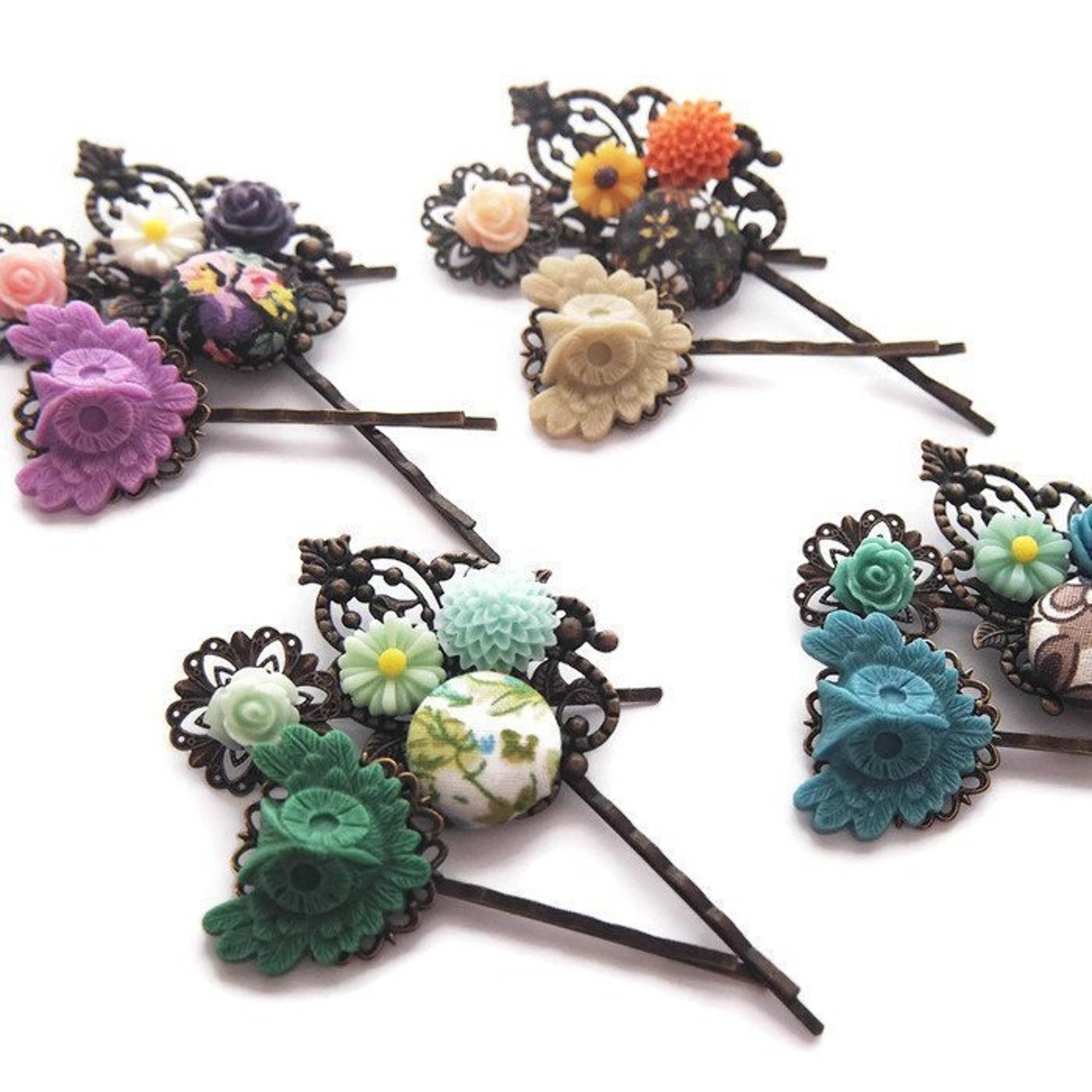 Purple Hair Clip Set-set of 3-flower Clip-hair - Etsy