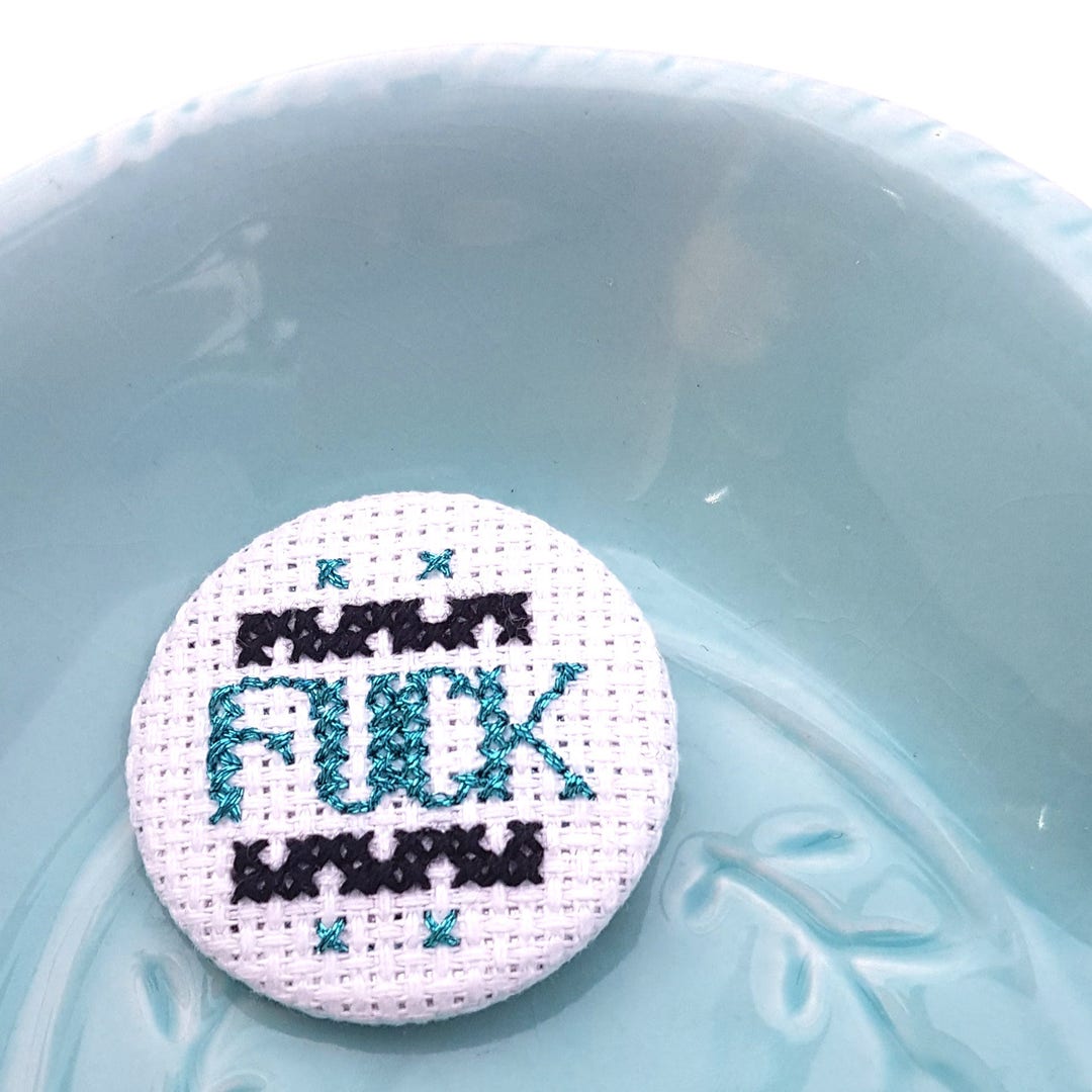 Fuck Pin Badge Cute Pin Lapel Pin Cross Stitch Pin Curse Word Etsy Canada
