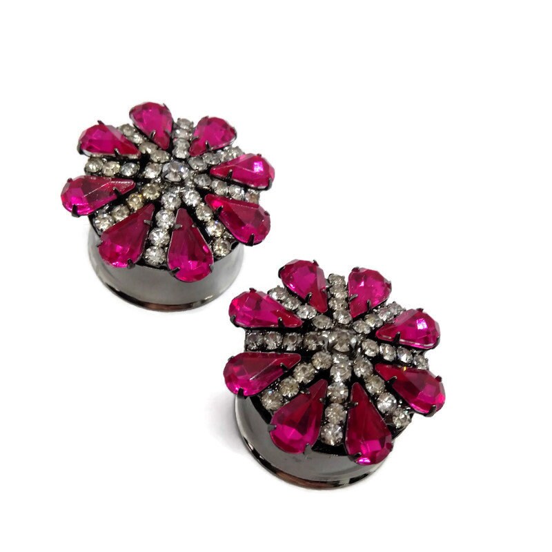 7/8 22mm Pink Rhinestone Plugs-Wedding Plugs-Pretty | Etsy