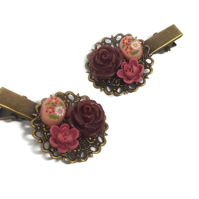 Wine Mini Cameo Hair Clips-set of 2-Child's Hair-Tween | Etsy