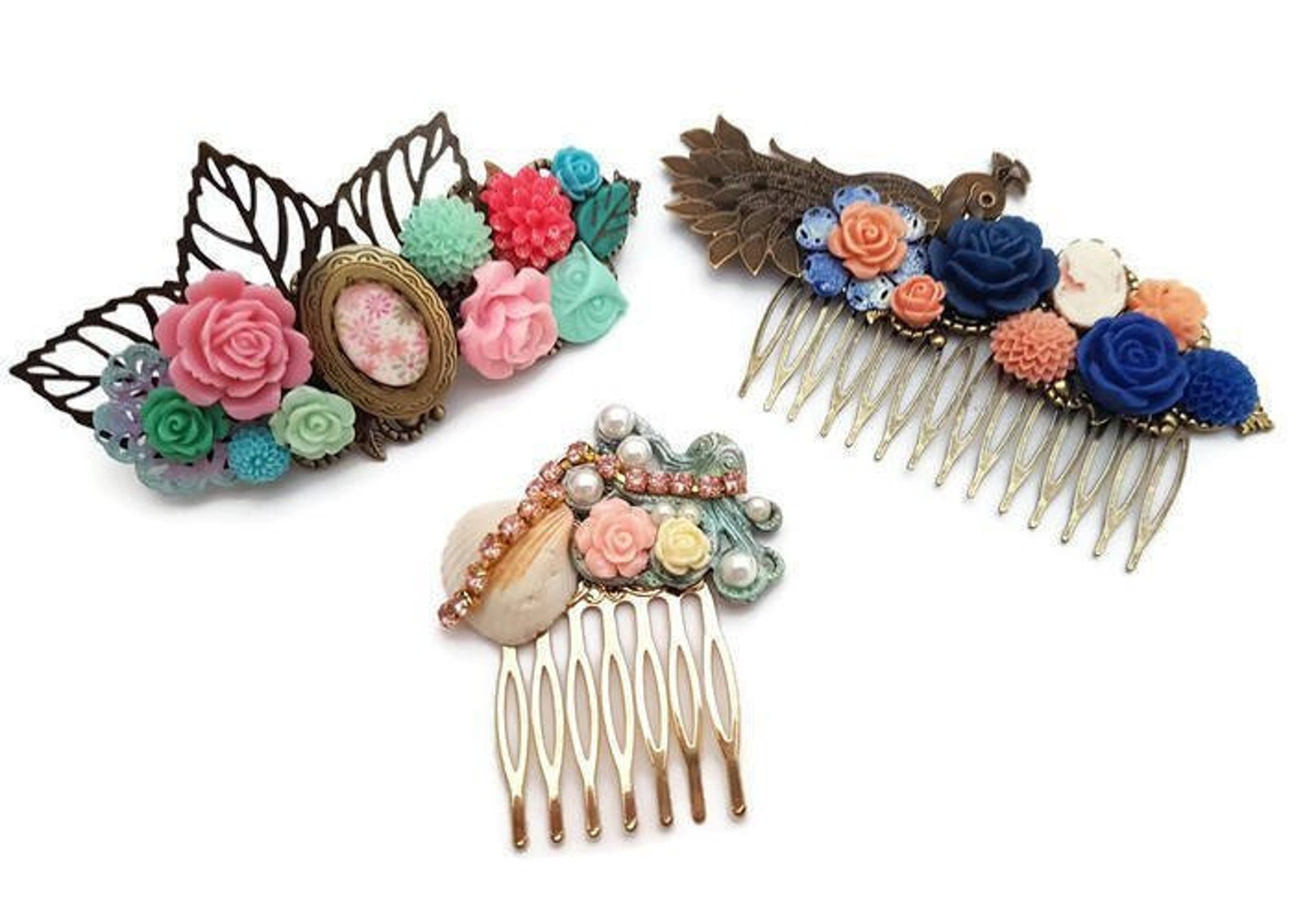 Grey Pink Hair Comb-skull Comb-wedding Comb-bridal - Etsy