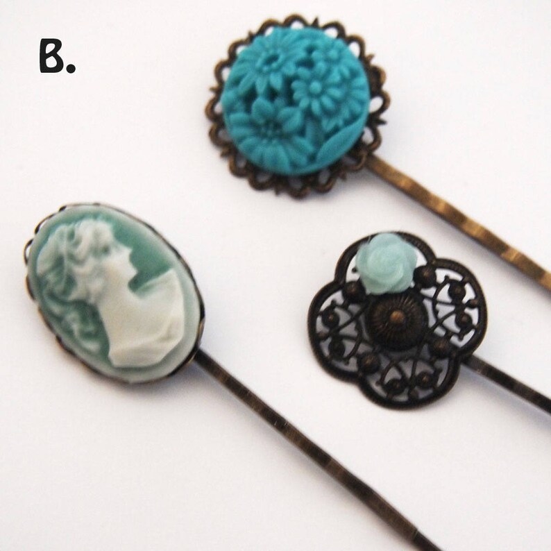 Teal Lady Hair Pin Set of 3-fashion Accessory-regency Hair | Etsy