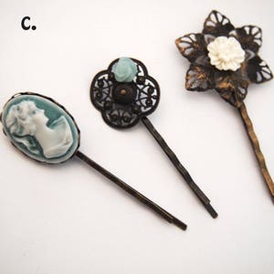 Teal Lady Hair Pin Set of 3-fashion Accessory-regency Hair Slides ...