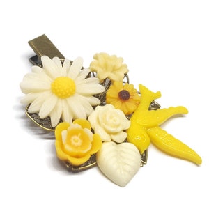 Yellow Bird Clip Daisy Hair Clip Easter Clip Wedding Hair Bird Bobby ...