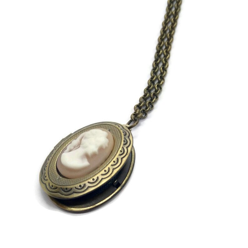 Cameo Locket Necklace Bronze Vintage Victorian Style Lady - Etsy