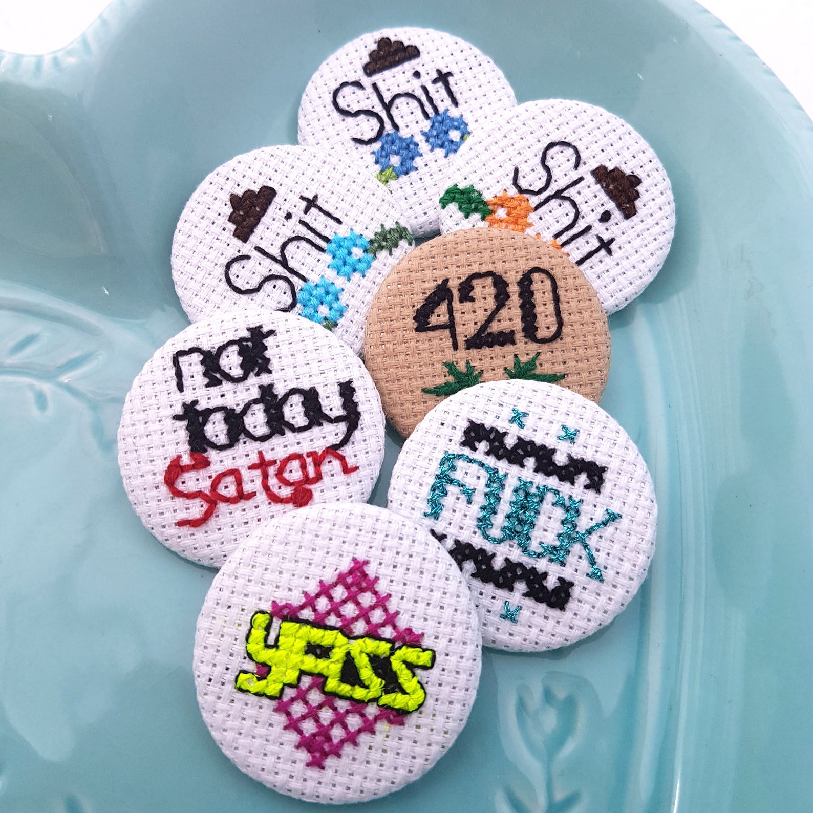 Fuck Pin Badge Cute Pin Lapel Pin Cross Stitch Pin Curse Word Etsy Canada