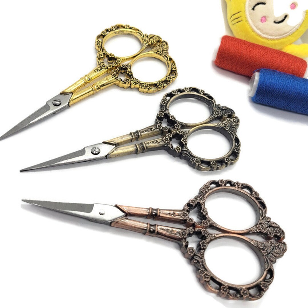 Antiqued Gold Embroidery Scissors Cross Stitch Sewing Needlepoint ...