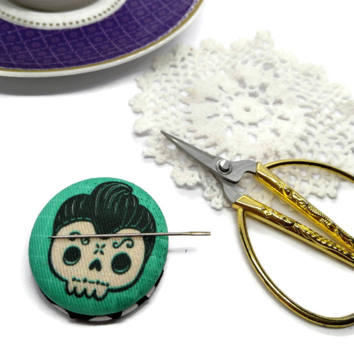 Skull Greaser Needle Minder-goth Needleminder-cross - Etsy