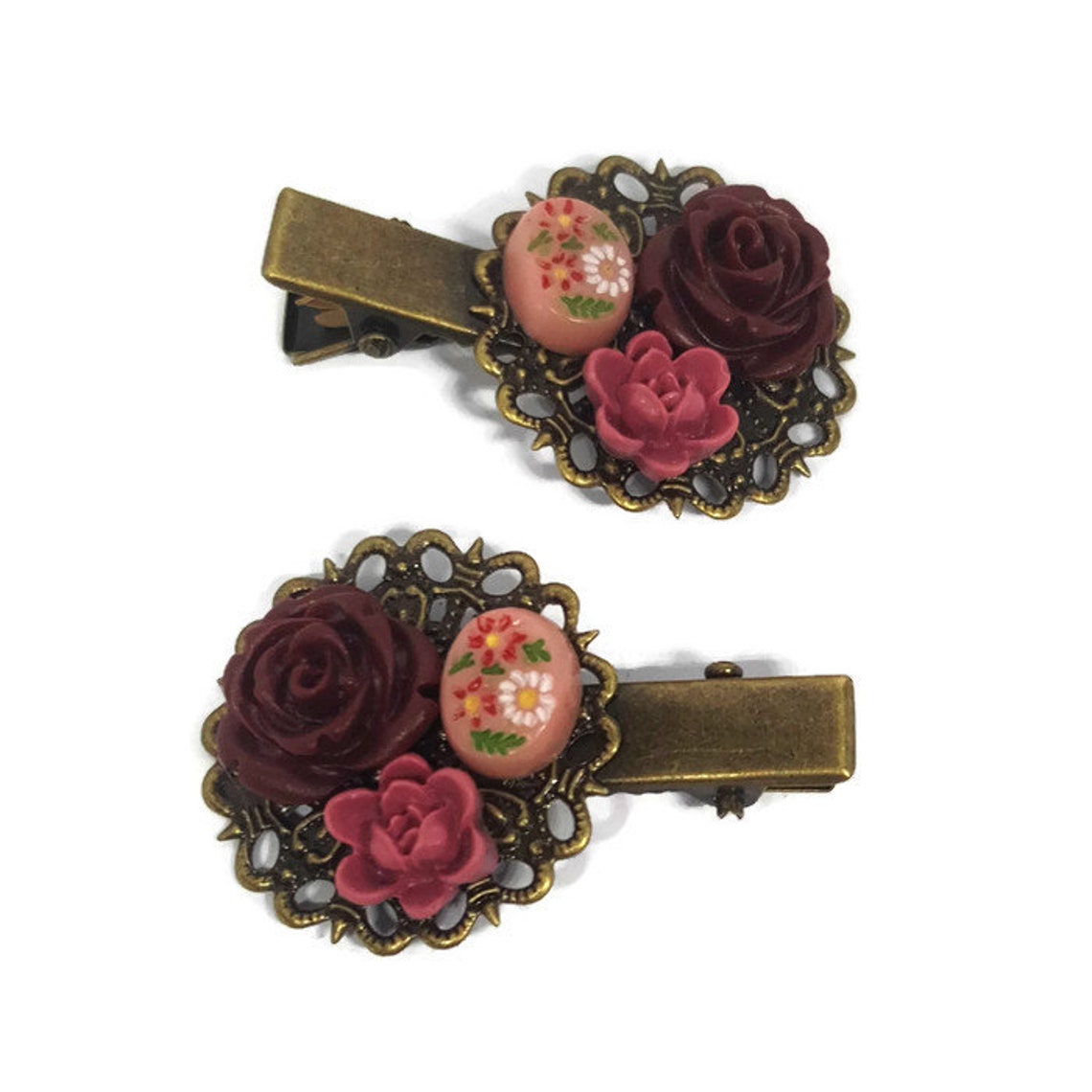 Wine Mini Cameo Hair Clips-set of 2-Child's Hair-Tween | Etsy