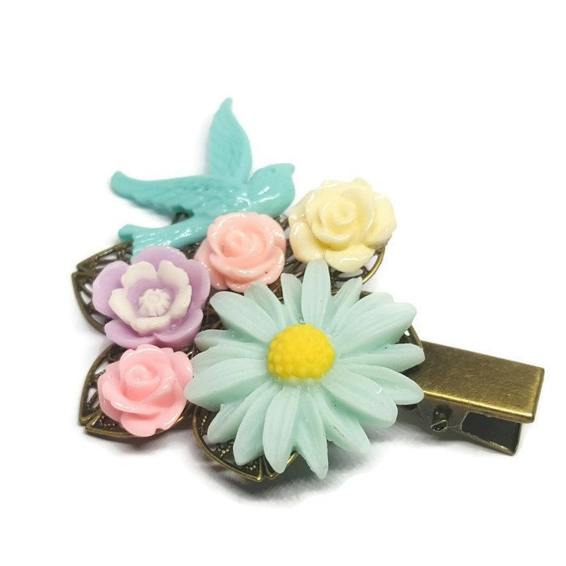 Yellow Bird Clip-daisy Hair Clip-easter Clip-wedding Hair-bird - Etsy