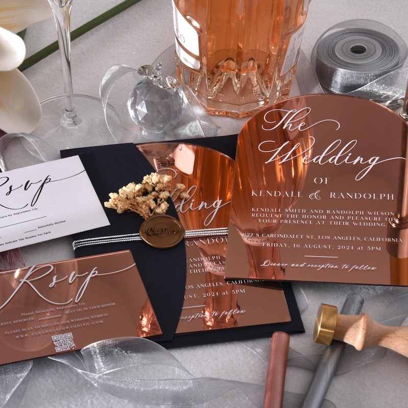Rose Gold Invitation - Etsy