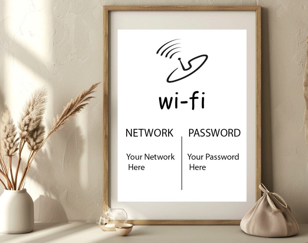 Wifi Sign Printable, Wifi Password Sign, Editable Wifi Sign Template ...