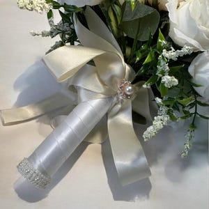 Bouquet White Silk Flowers White Roses Handmade Artificial Flowers Home ...