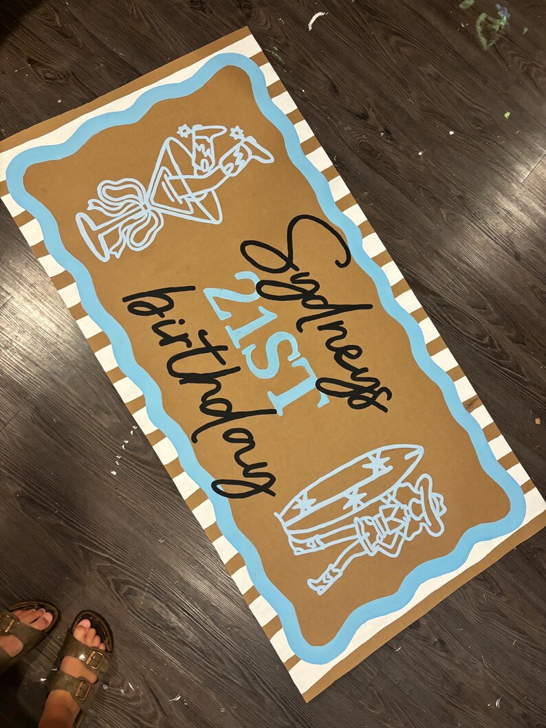 Hand Painted Banner | Birthday Banner | Kraft Paper Banner | Party ...