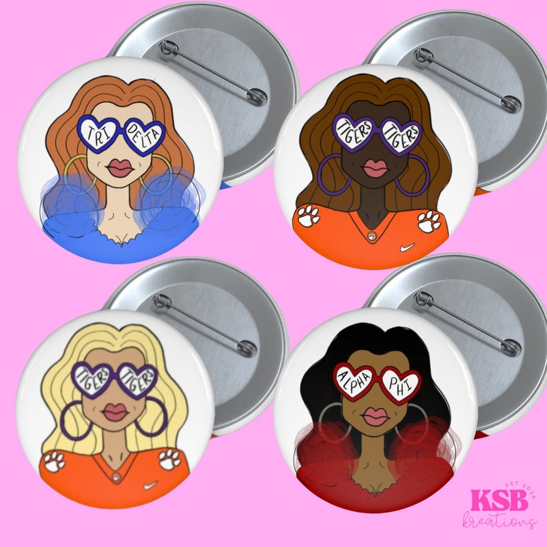 Custom 2.25 Inch Girl Game Day Button, Gameday Pins, Football, Tailgate ...