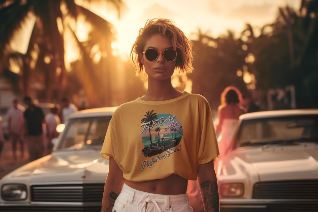 Vintage Car Hobby Chill 1950s Chevy Tri-five Bel Air by the Ocean Tee ...