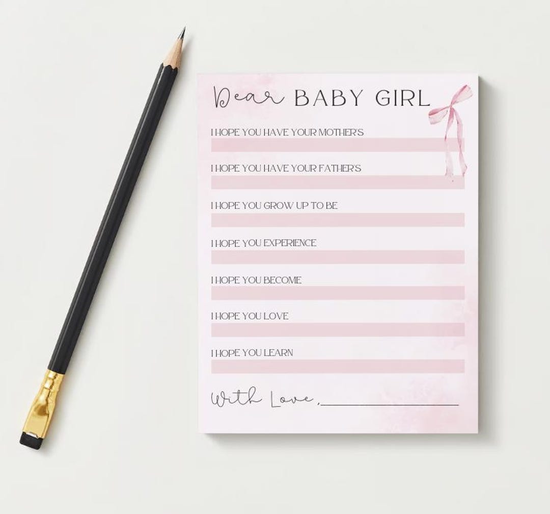 Dear Baby Girl - Printable Baby Shower Keepsake PDF for Mom and Baby - Etsy