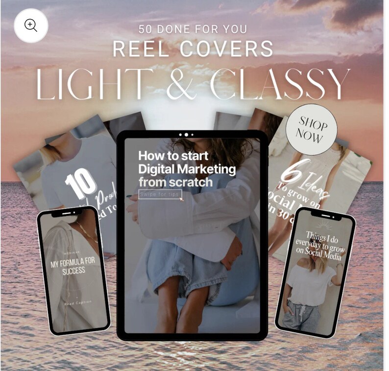 50 Light and Classy Reel Covers With Photos and Mockups MRR PLR - Etsy