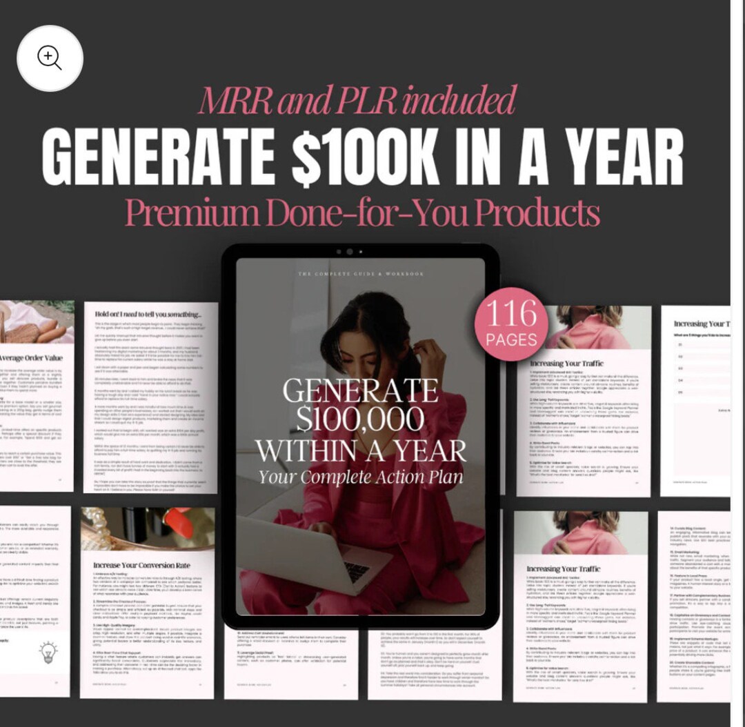 Generate 100k Within A Year Guide & Workbook With Mockups Included Two ...