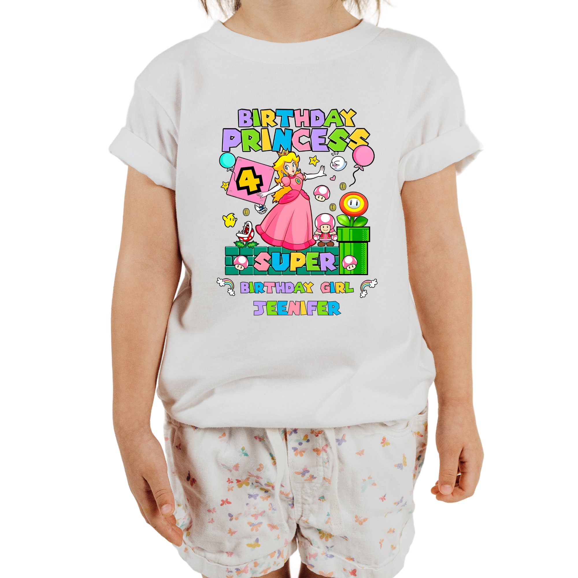 Princess and Super Mario Personalized Birthday Shirt , Printable Super ...
