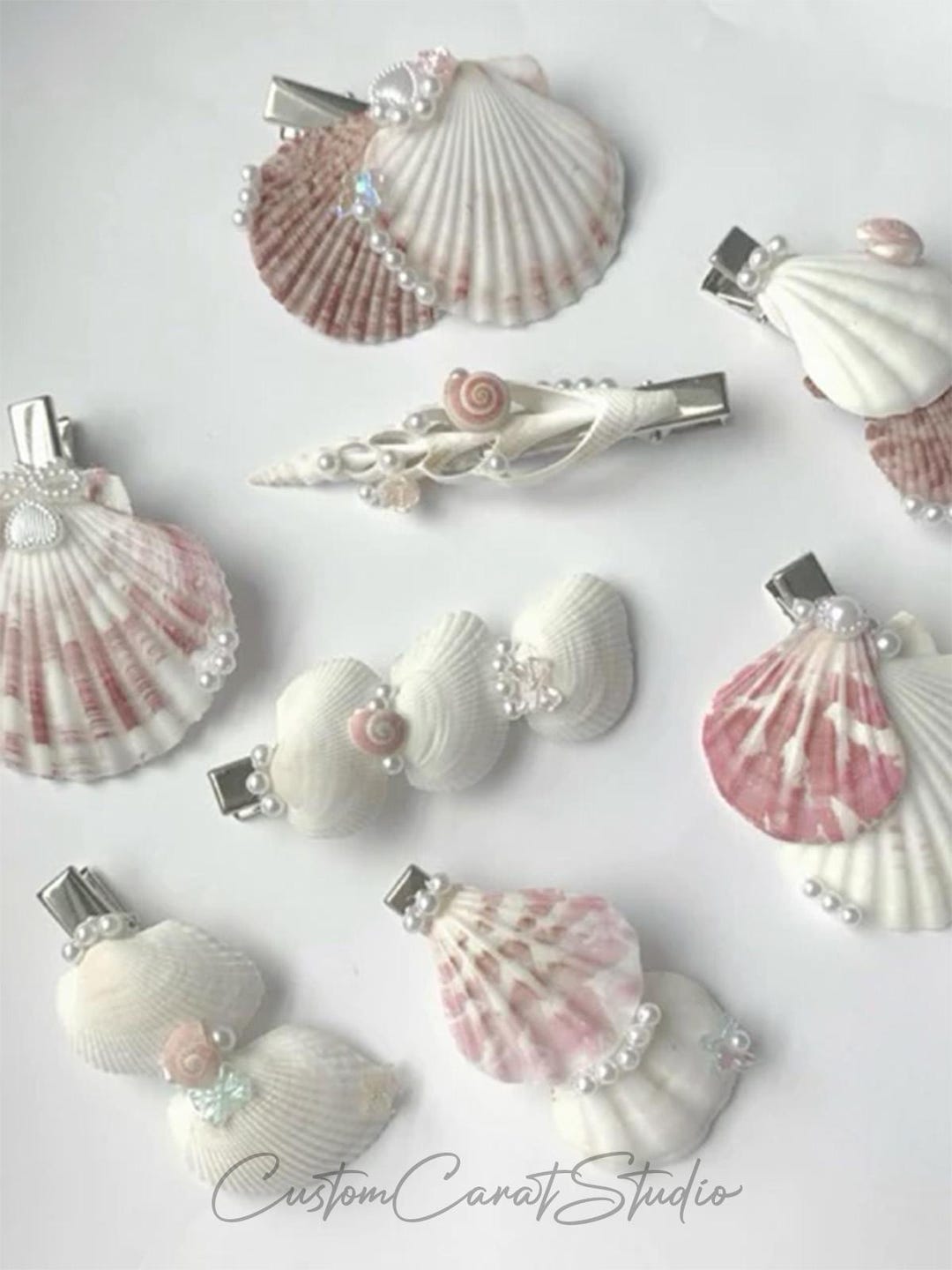 Set 3 Seashell Hair Pin Handmade , Mermaid Seashell Clip Hair ...