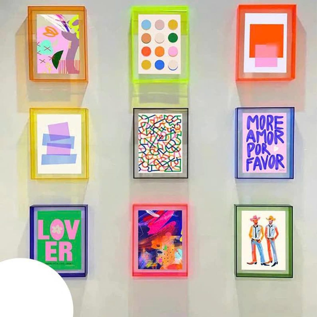 Custom Acrylic Modern Floating Art Frame - Neon & Clear Colors ...