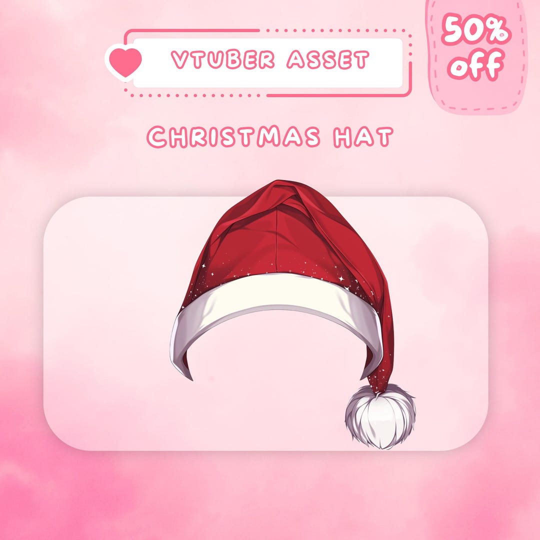 Vtuber Asset | Rigged Santa Hat or Christmas Hat, Premade Assets, Hat ...