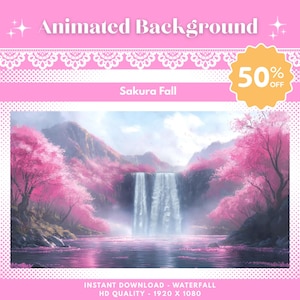 Animated Sakura Fall Vtuber Background: Pink Stream Overlay (MP4 ...
