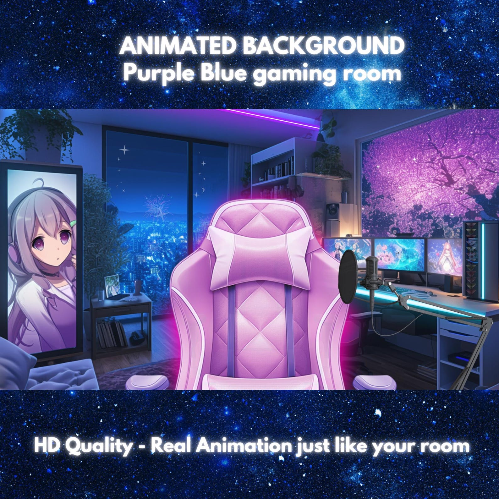 Virtual Gamer Studio Streaming Backdrop Rigged Dynamic Content Creator ...