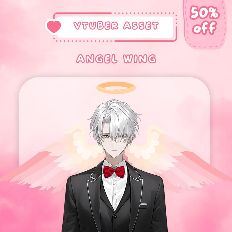 Live2d Vtuber Angel Wings Asset: Animated Feather Wing Prop (digital ...