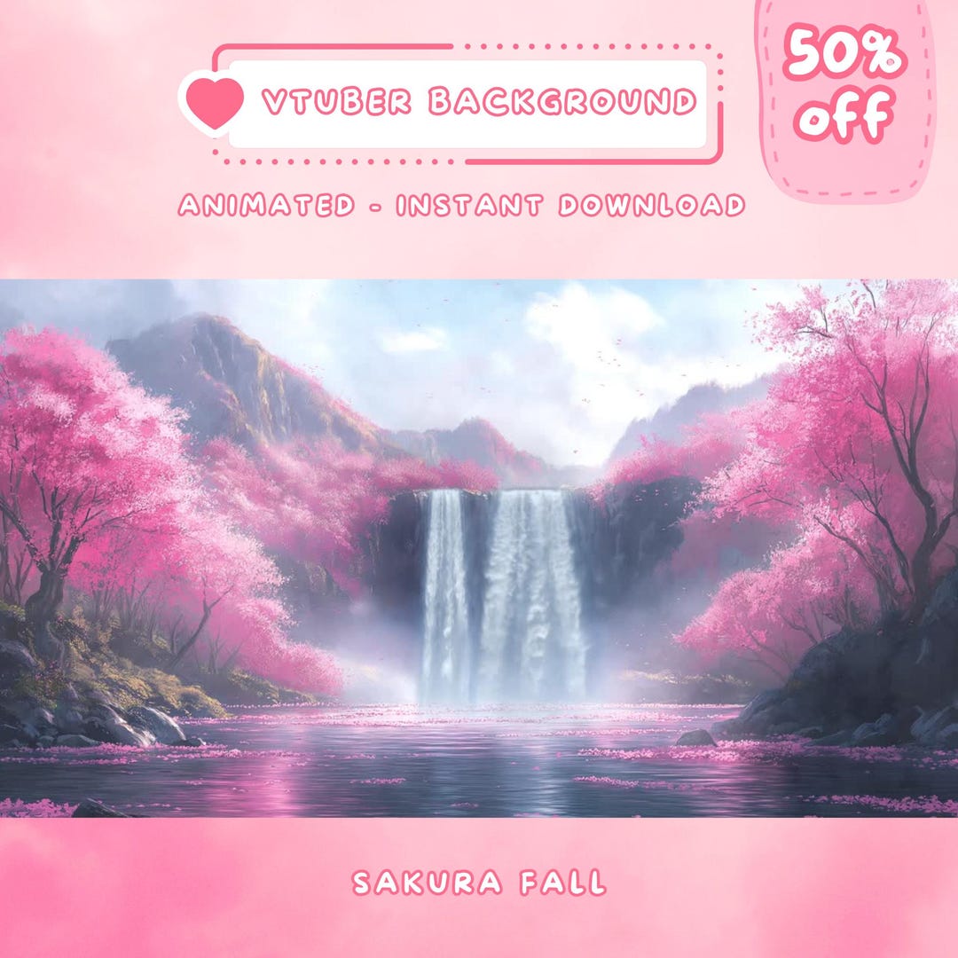 Vtuber Animated Background for Twitch, Sakura Fall, Pink Stream Overlay ...