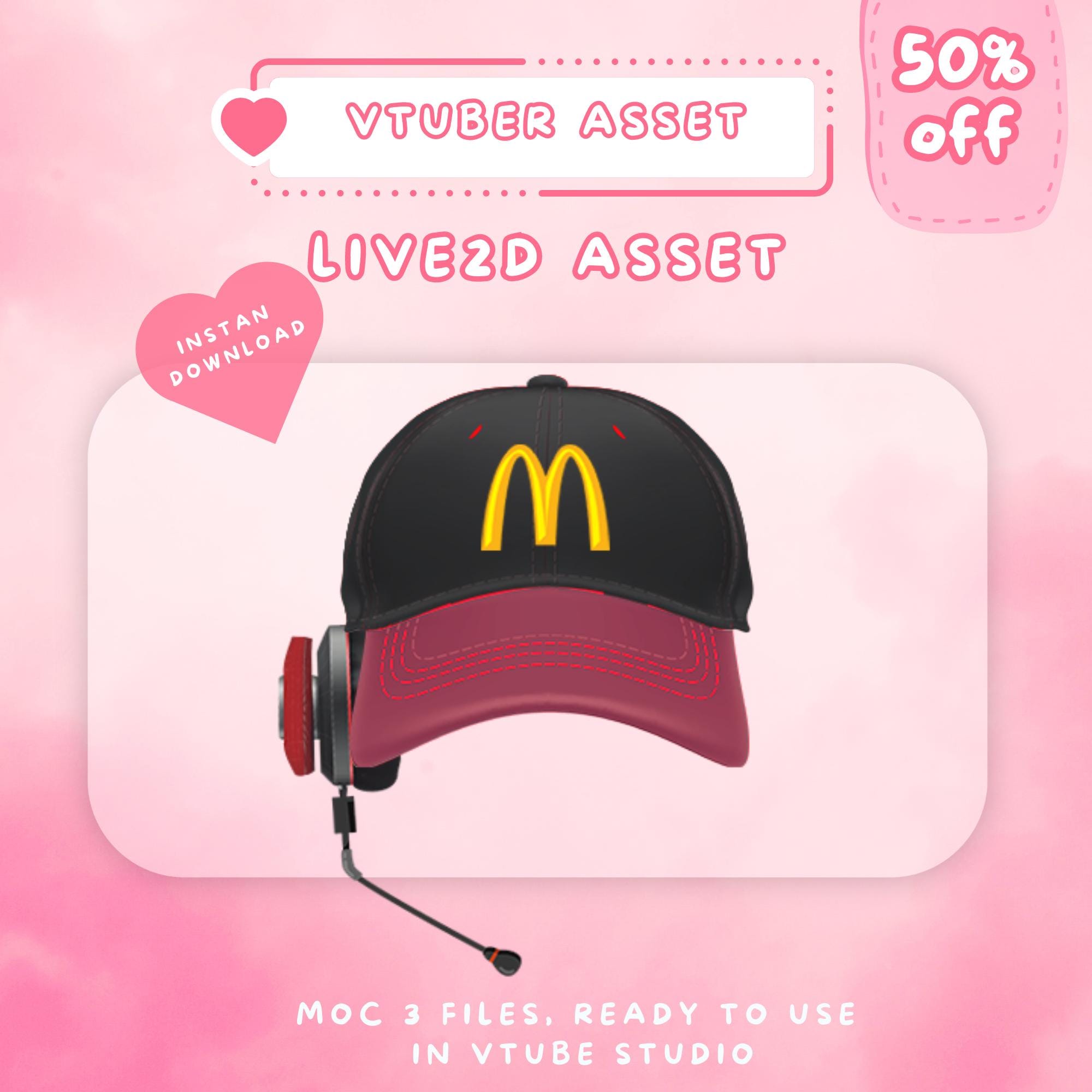 Vtuber Asset | Vtuber Head Asset | Rigged Fast Food Hat | Premade ...
