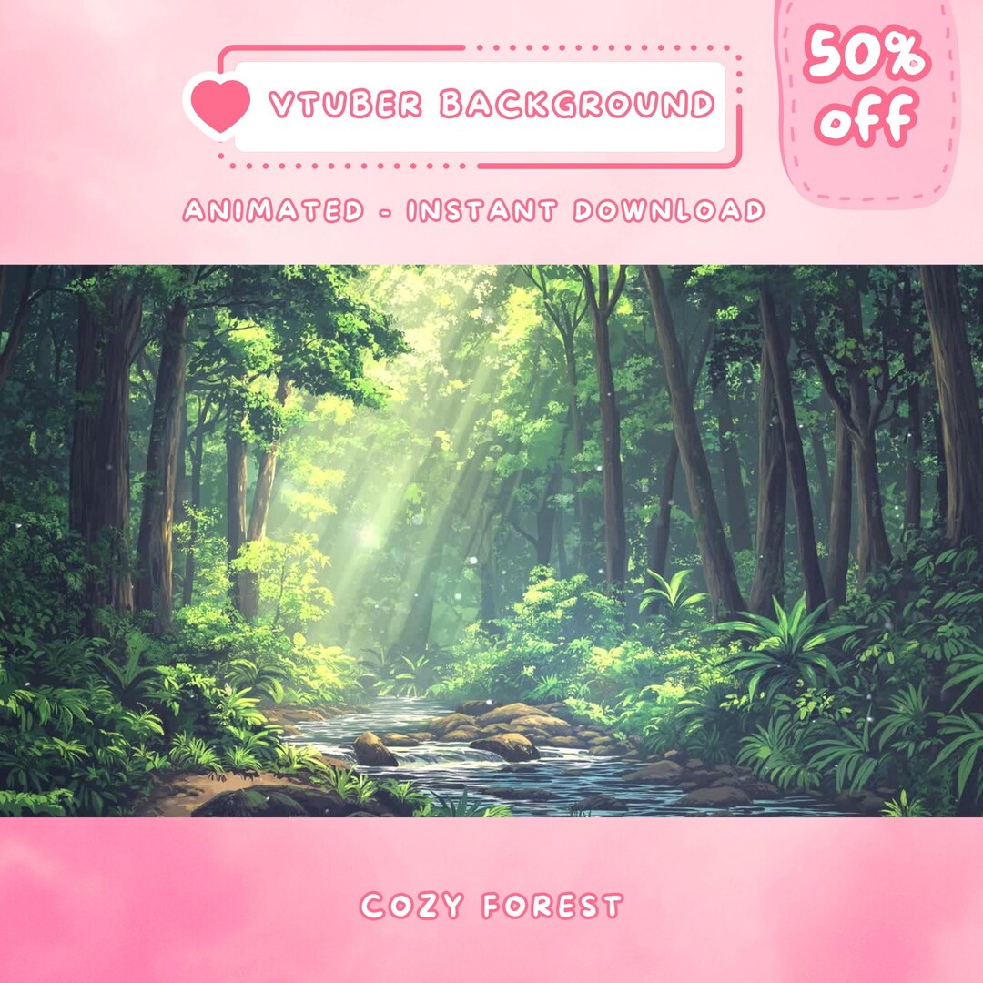 Vtuber Animated Background for Twitch, Green Forest, Stream Overlay ...