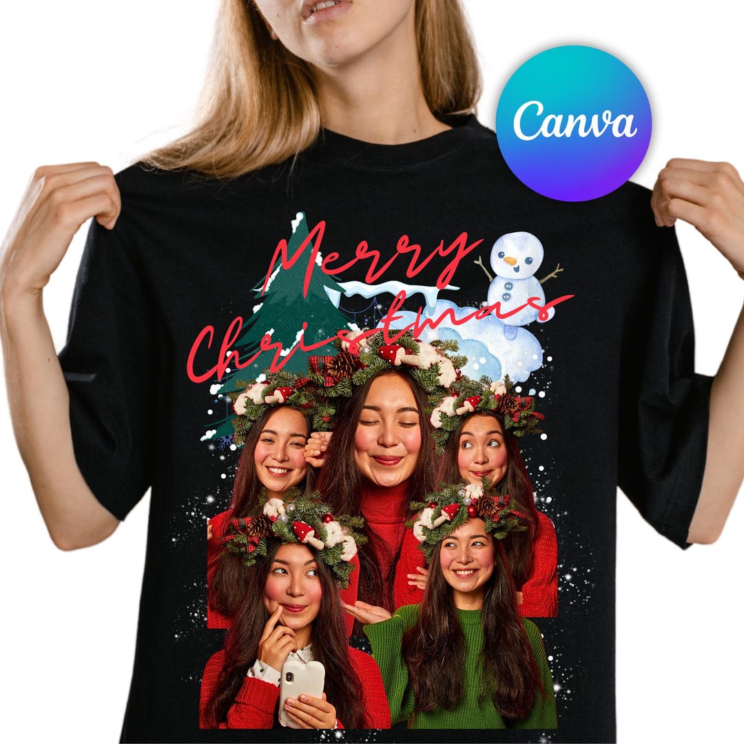 Christmas Template Editable in Canva: Custom Christmas Bootleg Designs ...