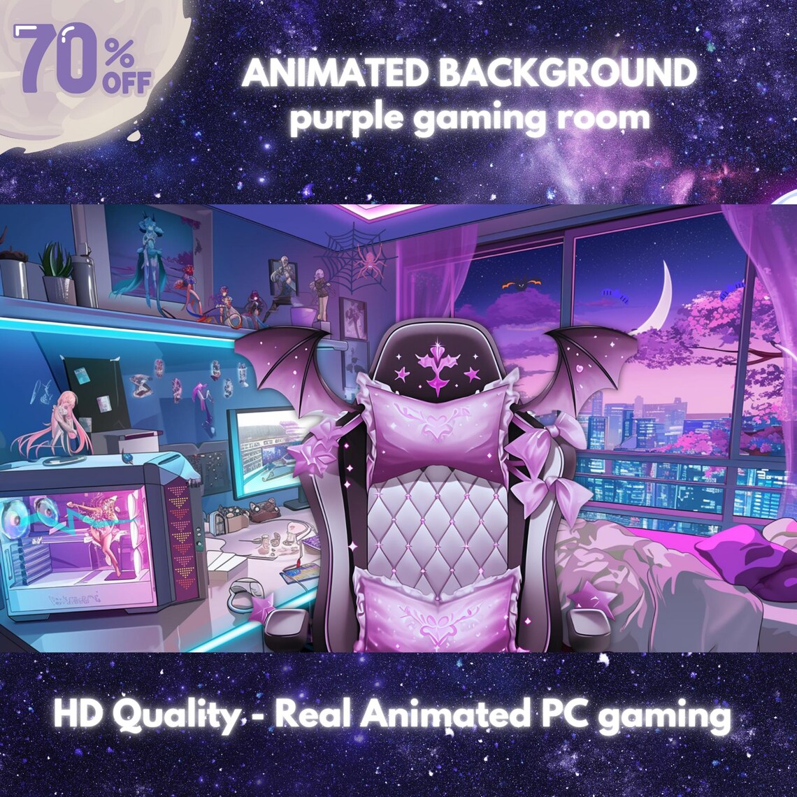 Cozy Gaming Room Animated Vtuber Background | Anime Digital Download ...